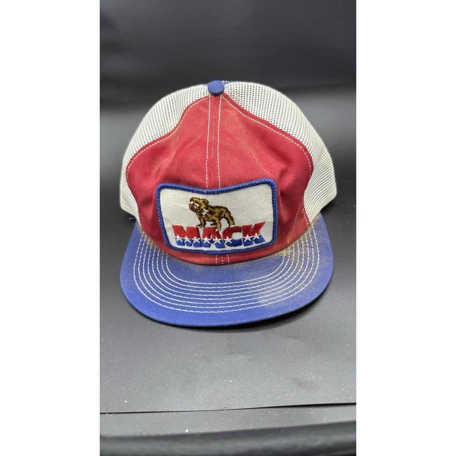 VINTAGE MACK TRUCKS Bulldog Red Blue Mesh Snapback Trucker Hat K ...