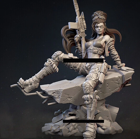 1/24 CYBERPUNK SCIFI Female Soldier Shooter Resin Model Kit Unassemble ...