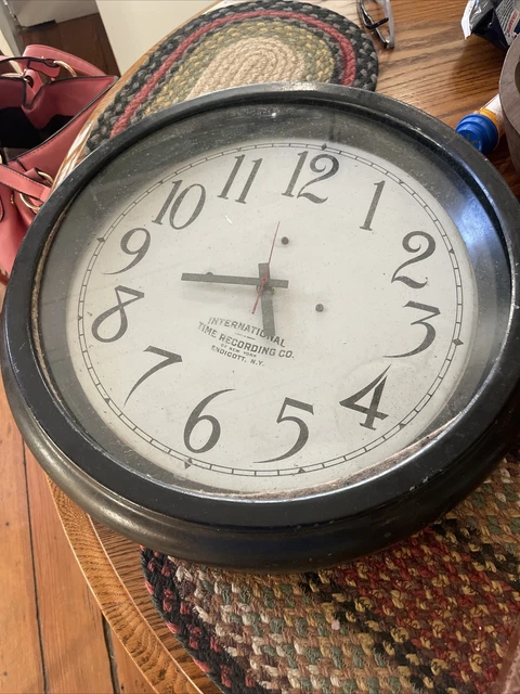 VINTAGE IBM International Time Recording Co Metal WALL CLOCK Endicott ...