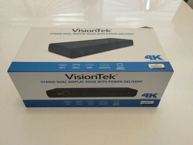 VISIONTEK VT4500 DUAL Display 4K USB 3.0 and USB-C Docking Station with ...