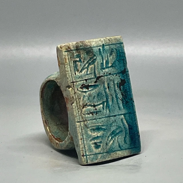 RARE BEAUTIFUL ANCIENT Egyptian Faience Ring with Hieroglyphic 650 ...
