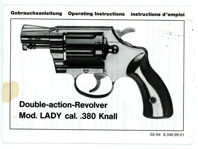 UMAREX OPERATING INSTRUCTIONS DOUBLE ACTION REVOLVER Mod. LADY Kal ...