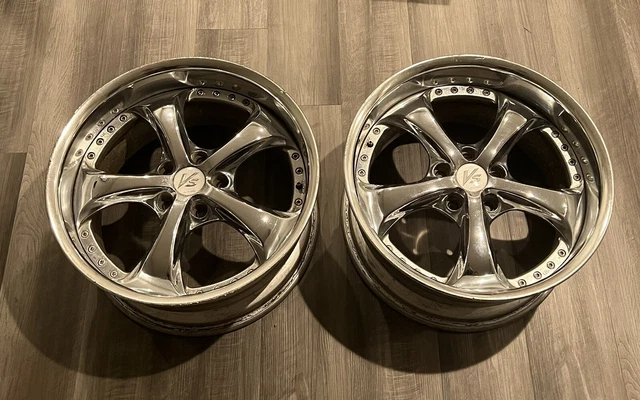 RARE JDM WORK Wheels Japan Chrome VS-KF Pair(2) Of Rims 18x9.5 +32 ...