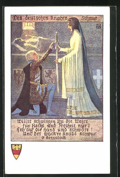 KÜNSTLER-AK KARL ALEX Wilke: Des deutschen Knaben Schwur, Ritter schwört Eid EUR 6,00 - PicClick DE
