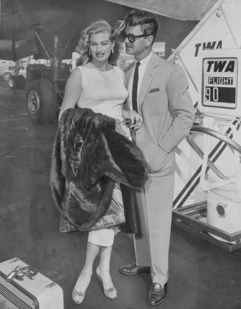 ANITA EKBERG AND her husband Anthony Steele arriving at Idlewild A ...