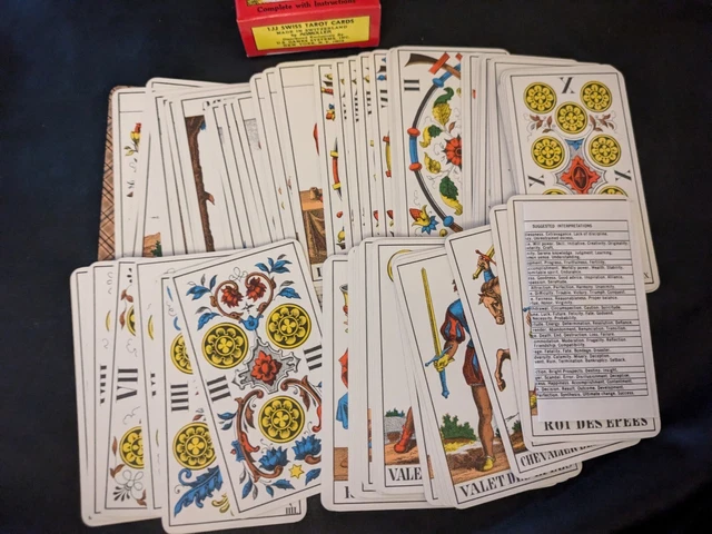 VINTAGE 1974 1JJ Swiss Tarot Cards Deck AG Muller Complete Set Box $44. ...