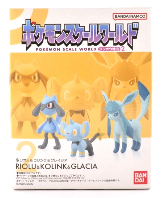 POKÉMON SCALE WORLD Sinnoh Region 2 Riolu Shinx Glaceon Bandai Figure ...