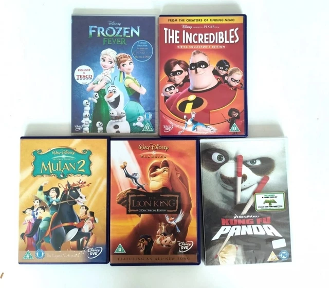 DISNEY PIXAR DVD Bundle: Lion King, Kung Fu Panda, Incredibles, Mulan 2 ...