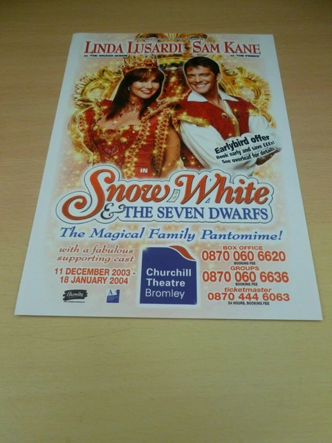 LINDA LUSARDI SAM Kane Snow White Bromley Pantomime Flyer 2003 £5.00 ...