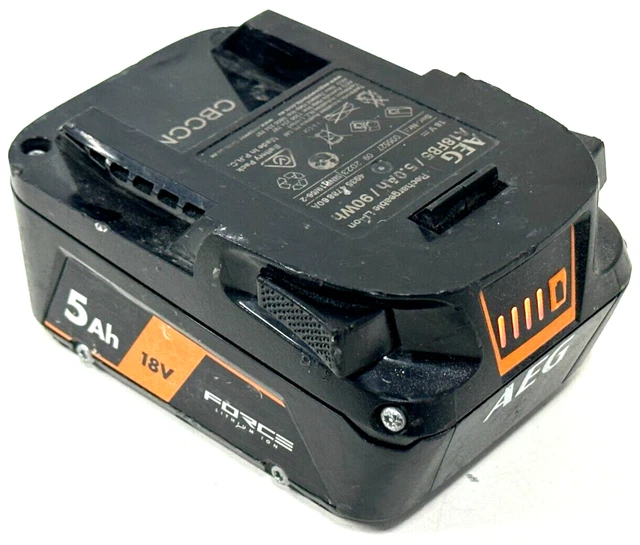 AEG 18V A18FB5 5.0AH Force Li-Ion Slide Battery With Fuel Gauge - Bids ...