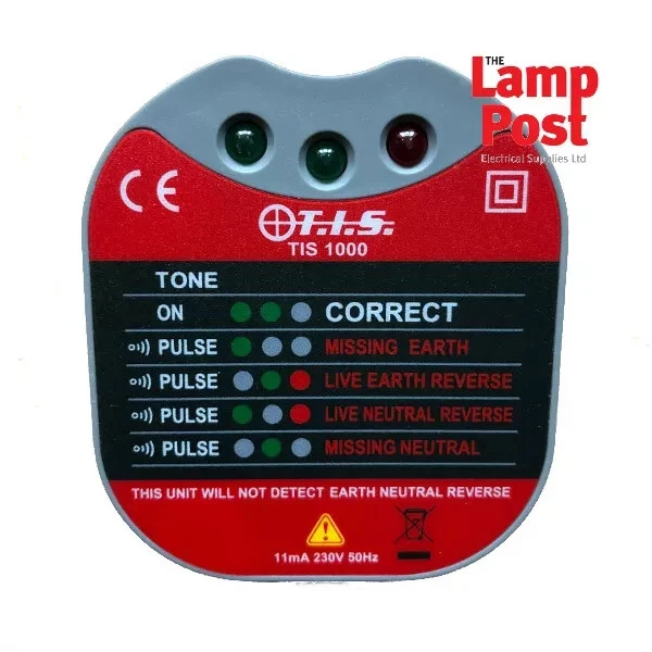 TIS 1000 ELECTRICAL 230V 13A Plug In Socket Tester With Sounder Buzzer ...