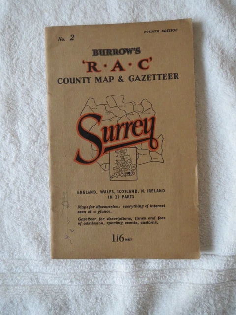 1930'S RAC COUNTY MAP & GAZETTEER FOR SURREY £4.00 - PicClick UK