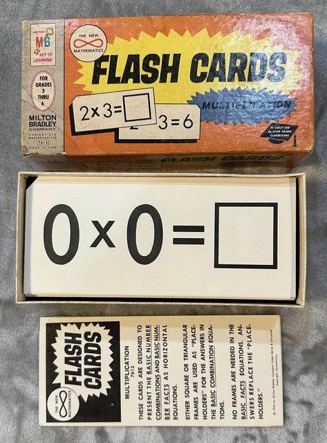 VINTAGE 1960S MILTON Bradley Multiplication Flash Cards Complete Set ...
