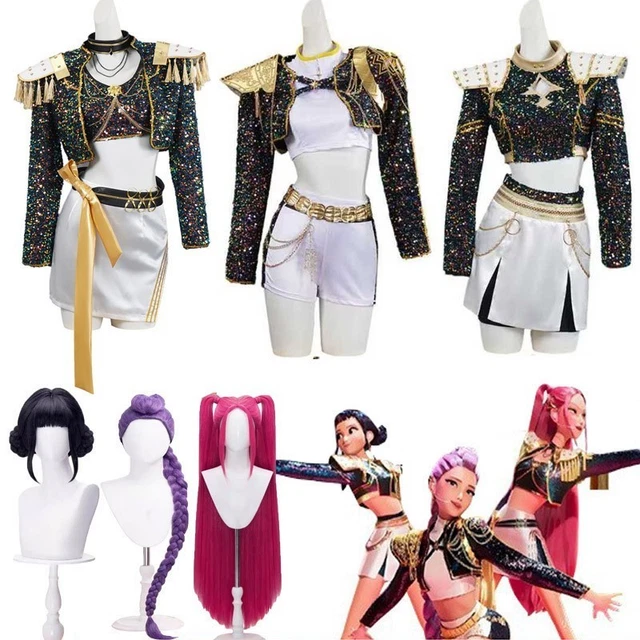 KIDS GIRLS K-POP Demon Hunters Costume Wig Rumi Mira Zoey Cosplay Fancy Dress UK £25.99 ...