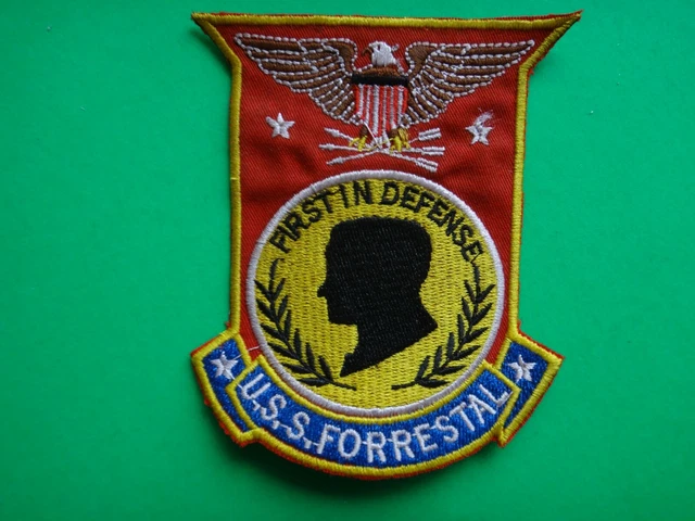 US NAVY PATCH Aircraft Carrier USS FORRESTAL CV-59 FIRST IN DEFENSE ...