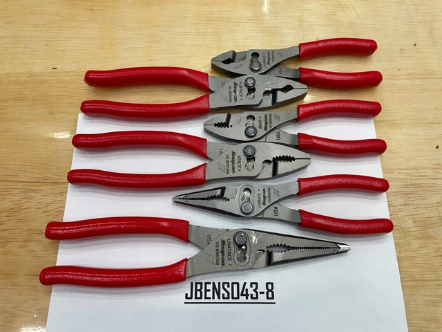 SNAP-ON TOOLS USA NEW RED 6pc Assorted Soft Grip Slip Joint Pliers Lot ...