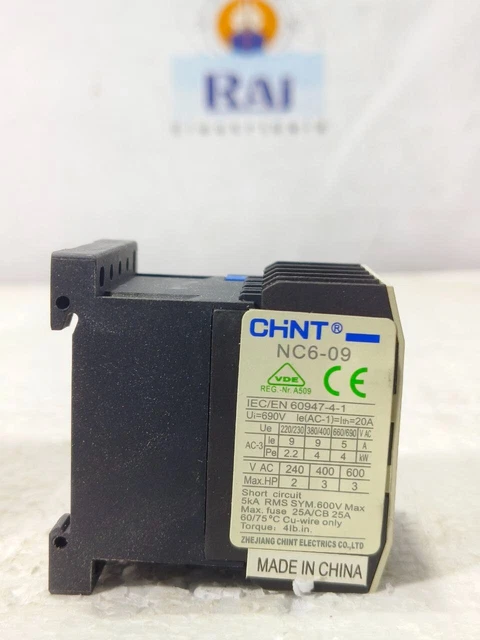 CHINT ELECTRICAL NC6-0908 20A 230V 50/60Hz AC COTACTOR NC6-09 £68.37 ...