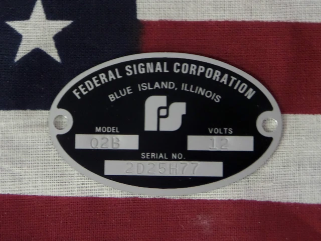 FEDERAL SIGNAL CORPORATION Siren Models Q / Q2 / Q2B Replacement Badge ...
