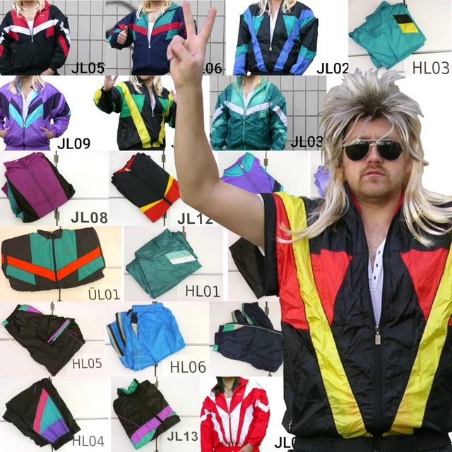 80ER JAHRE KOSTÜM Trainingsanzug Jacke oder Hose Herren Damen Karneval ...