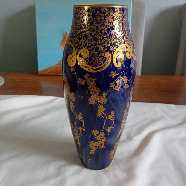 ROYAL DOULTON ROBERT Allen Cobalt Blue & Gilt Vase £42.50 - PicClick UK