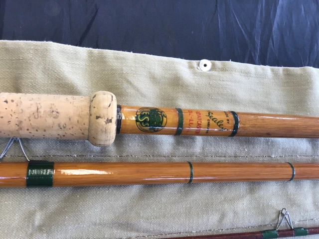 RARE VINTAGE SEALEY Float Caster de-luxe cane float fishing rod and bag ...