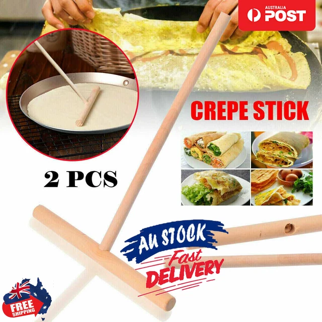 2X DIY KITCHEN Tool Wood Spreader Stick Rake Crepe Maker Pancake Pita ...