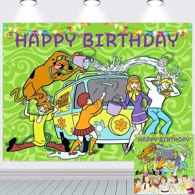 SCOOBY DOO HAPPY Birthday Backdrop Banner Background Cartoon Decor ...