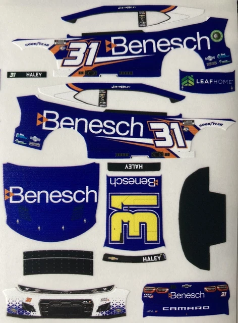 CUSTOM 2023 JUSTIN Haley Benesch 1/64 Scale NASCAR Peel & Stick Decals ...