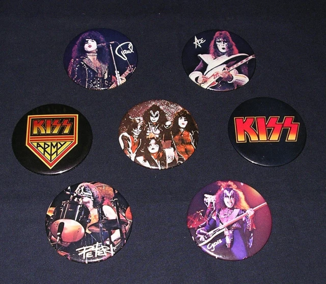 KISS BUTTON VINTAGE Badge Complete Set 3" Hotline 1976 and 1977 Rare ...