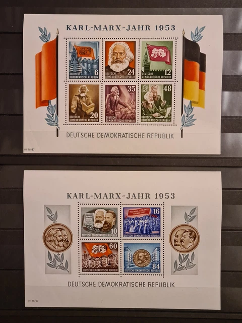 DDR KARL MARX Blocks 8 A 9 A gezähnt ungebraucht gummiert Falz 1953 EUR 17,50 - PicClick DE