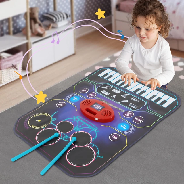 2-IN-1 DRUM PIANO Combo Educational Musical Play Mat for Kids Music ...