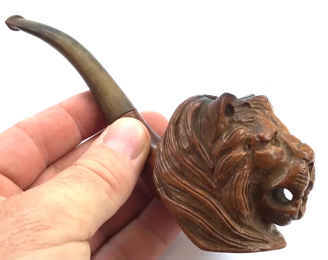 PIPE EN BOIS Tête De Lion Saint Claude Lion Head Wooden Pipe Löwenkopf ...