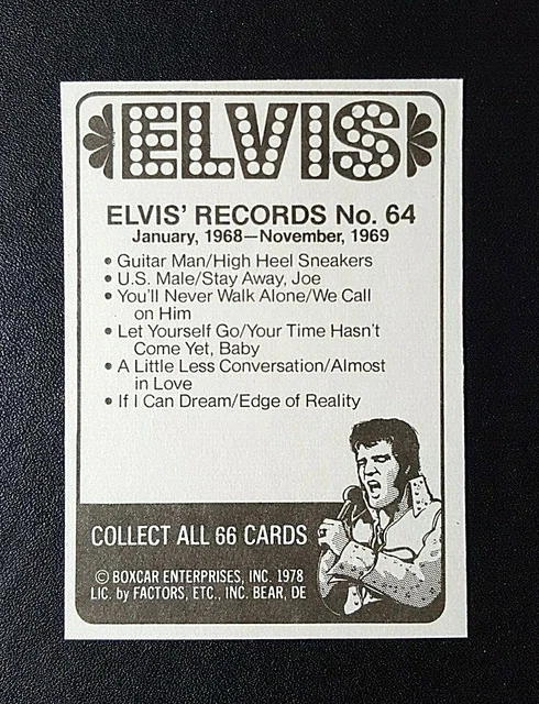 ELVIS PRESLEY 1978 Collectors Card - Elvis Records No.64 - Elvis ...