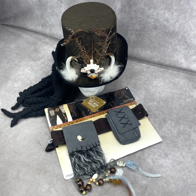 WITCH DOCTOR HAT With Dreads & Belt Adult Costume Accessories Lot NEW ...