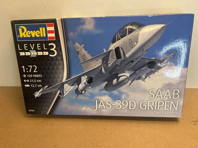 REVELL SAAB JAS-39D Gripen Twin Seater 1:72 Scale Model Kit / Unused ...