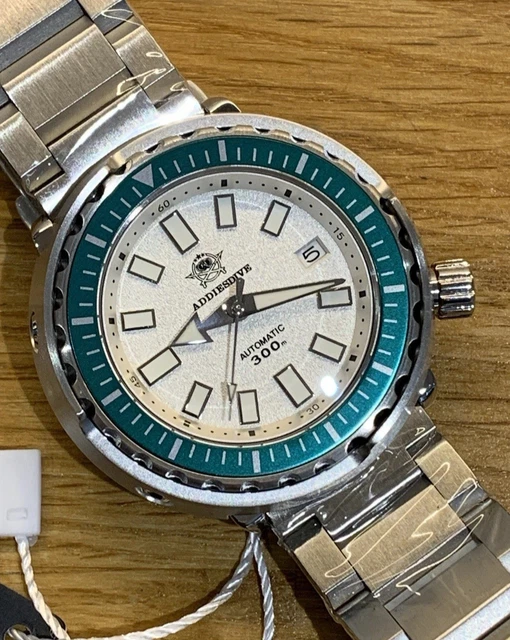 TUNA DIVER 300M Addiesdive deepseahunter AUTOMATIC WATCH White dial ...