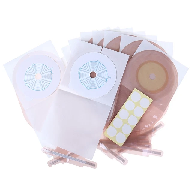 10PCS COLOSTOMY BAGS Colostomy Disposable Ostomy Drainable Single Use ...