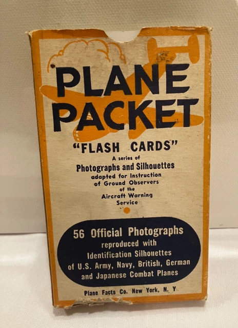 VINTAGE PLANE PACKET Flash Cards Aircraft Warning Service 56 WWII ...