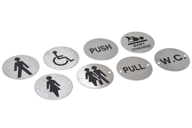 TOILET SIGNS, GENERAL signs, Door Signs, Satin Stainless Steel, Black ...
