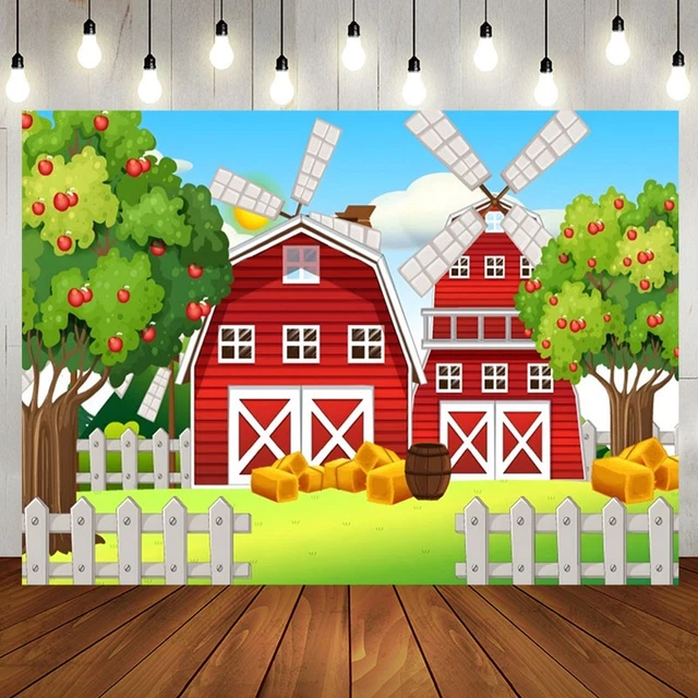RED HOUSE FARM Apple Trees Grass Birthday Backdrop $35.97 - PicClick AU