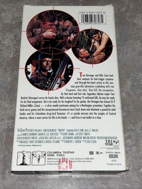 SNIPER (VHS) 1993 Tom Berenger, Billy Zane, J.T. Walsh ***TESTED*** £3. ...