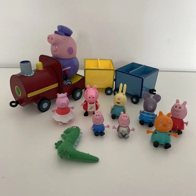 PEPPA PIG GRANDPA Pig Train Toy Figure Bundle George Rebecca Rabbit ...