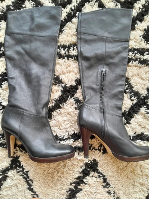 TOPSHOP BLACK LEATHER Knee high Boots Size 7 Lovely Soft Leather £16.31 ...