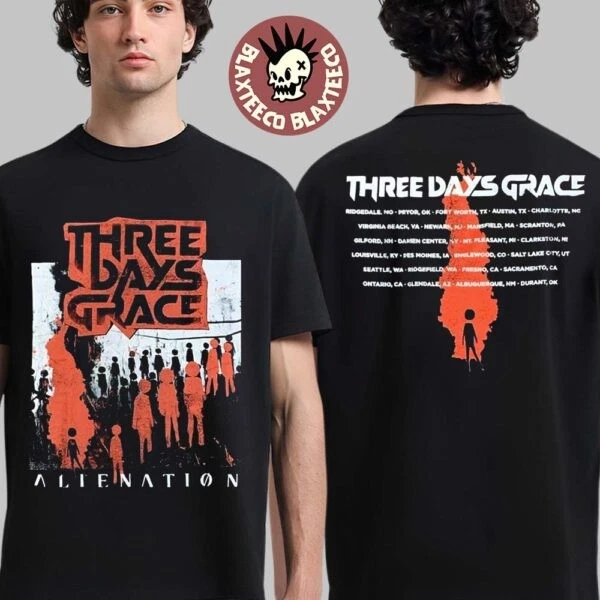 THREE DAYS GRACE 2025 Alienation Tour Dates Venue Merch T-Shirt £19.66 ...