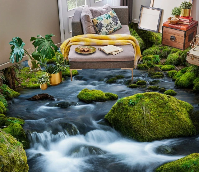 3D STONE RIVER 14780NA Floor WallPaper Murals Wallpaper Mural Print AJ ...