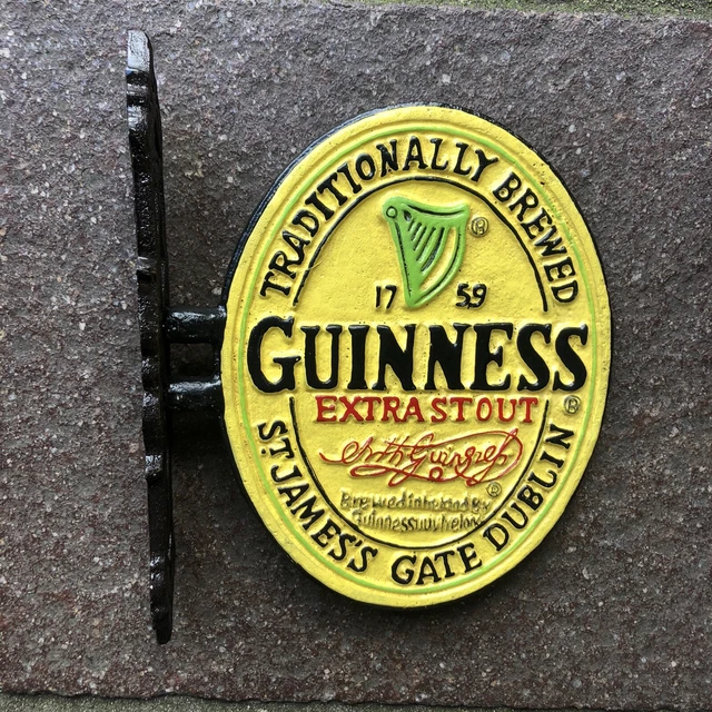 GUINNESS DOUBLE SIDED Cast Iron Wall Mounted Sign £29.00 - PicClick UK
