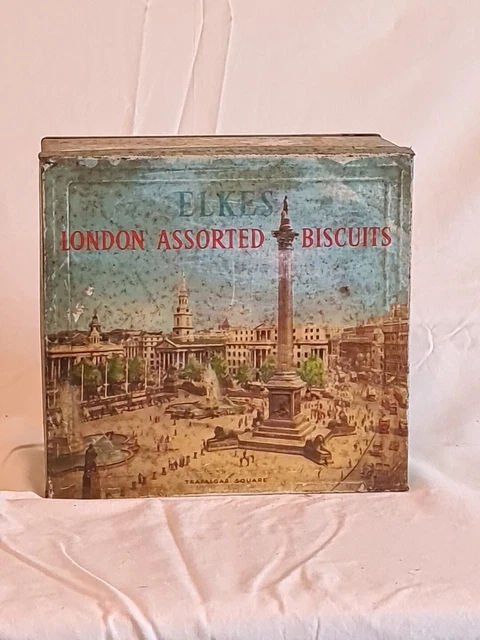 ELKES LONDON ASSORTED Biscuits Collectable Biscuit Tin 1960s Trafalgar ...