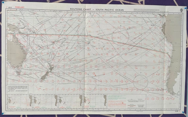 AMIRAUTÉ 5128 ROUTEING Chart - Sud Pacific Océan Carte Vintage Ancien ...