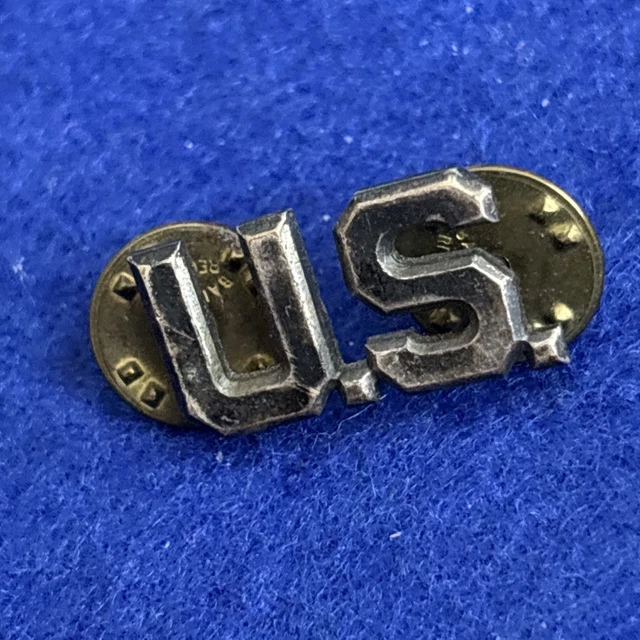 CIRCA 1960S US Army Military Collar Insignia “U.S.” Subdued Metal Pin ...
