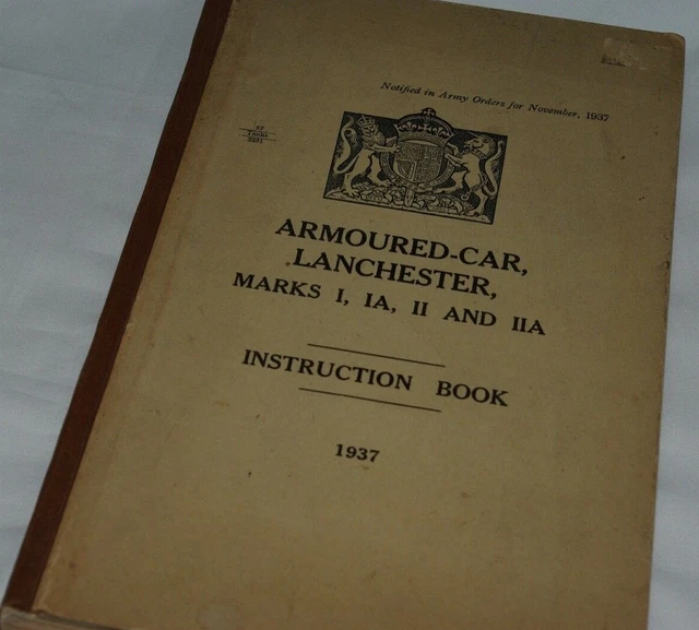 WW2 LANCHESTER MANUAL Armoured Car Instruction Book British Army ...